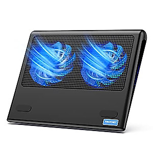 TECKNET Laptop Cooling Pad, 12"-15.6" Laptop Cooler, Gaming Cooling Pad Stand, Wind Speed Adjustable, 2 USB Powered Fans Cooling Pad for Laptop Within 16 Inch (Blue)