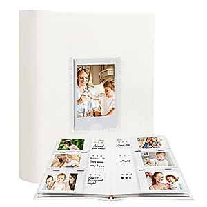 Photo Album for Fujifilm Instax Mini Camera, 180 Pockets Instax Mini Album with Memo Areas, 2X3 Photo Album for Polaroid 2x3 ZINK Film Camera, Fujifilm Instax Mini 1112 9 8 40 Evo Instant Camera, White