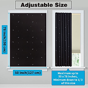 Portable Baby Travel Blackout Curtains, 100% Polyester Adjustable Temporary Blackout Shades with Suction Cups, 50" x 78", Moon & Stars Pattern