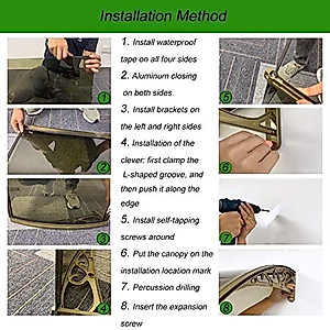 LIANGLIANG Awning Rain Door Canopy, Thickened Aluminum Alloy Has Strong Bearing Capacity, The Bulletin Board of Campus Community Windows (Black Bracket Transparent Endurance Board)