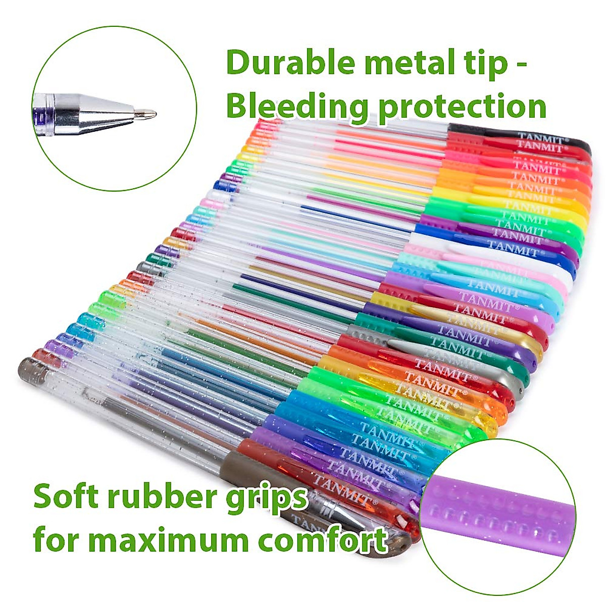 TANMIT Gel Pens, 33 Color Gel Pen Fine Point Colored Pen Set with 40% More Ink for Adult Coloring Books, Drawing, Doodling, Scrapbooks Journaling