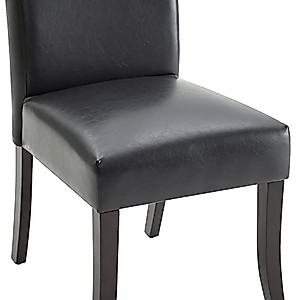 Watson & Whitely Upholstered Kitchen & Dining Room Chairs with High Back, Faux Leather Dining Chairs with Solid Wood Legs, Set of 2, Black
