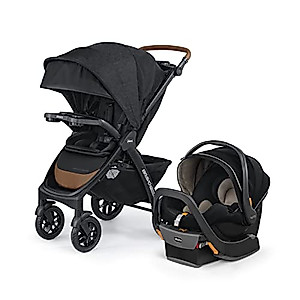 Chicco Bravo Primo Trio Travel System, Bravo Primo Quick-Fold Stroller with Chicco KeyFit 35 Zip Extended-Use Infant Car Seat, Car Seat and Stroller Combo | Springhill/Black