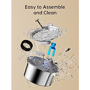 Cat Water Fountain Stainless Steel, 3.2L/108Oz Pet Water Fountain for Drinking, Automatic Metal Dog Water Dispenser Bowl with Quiet Pump, Dual-Stream, Filtration for Cats, Dogs, Multiple Pets Indoor