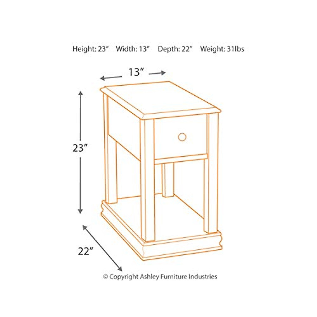 Signature Design by Ashley Breegin New Traditional Wooden Chair Side End Table, Brown