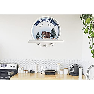 Konjouror 3D Bear Wall Decor with Hooks, Wooden Wall Plaque with Bear and Pine Trees, Sweet Home Wall Sign, Adventure Woodland Theme Wall Decor, Decorative Hooks, Kids Coat Rack