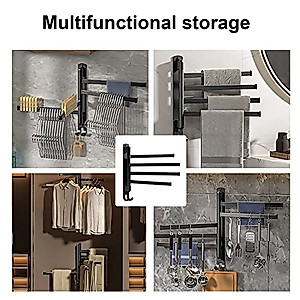 MISNODE Swivel Towel Rack Over The Door Towel Rack Stainless Steel Swivel Towel Bar 180° Free Roattion Towel Rack Large Capacity Towel Bar Towel Racks for Bathroom Kitchen Closet