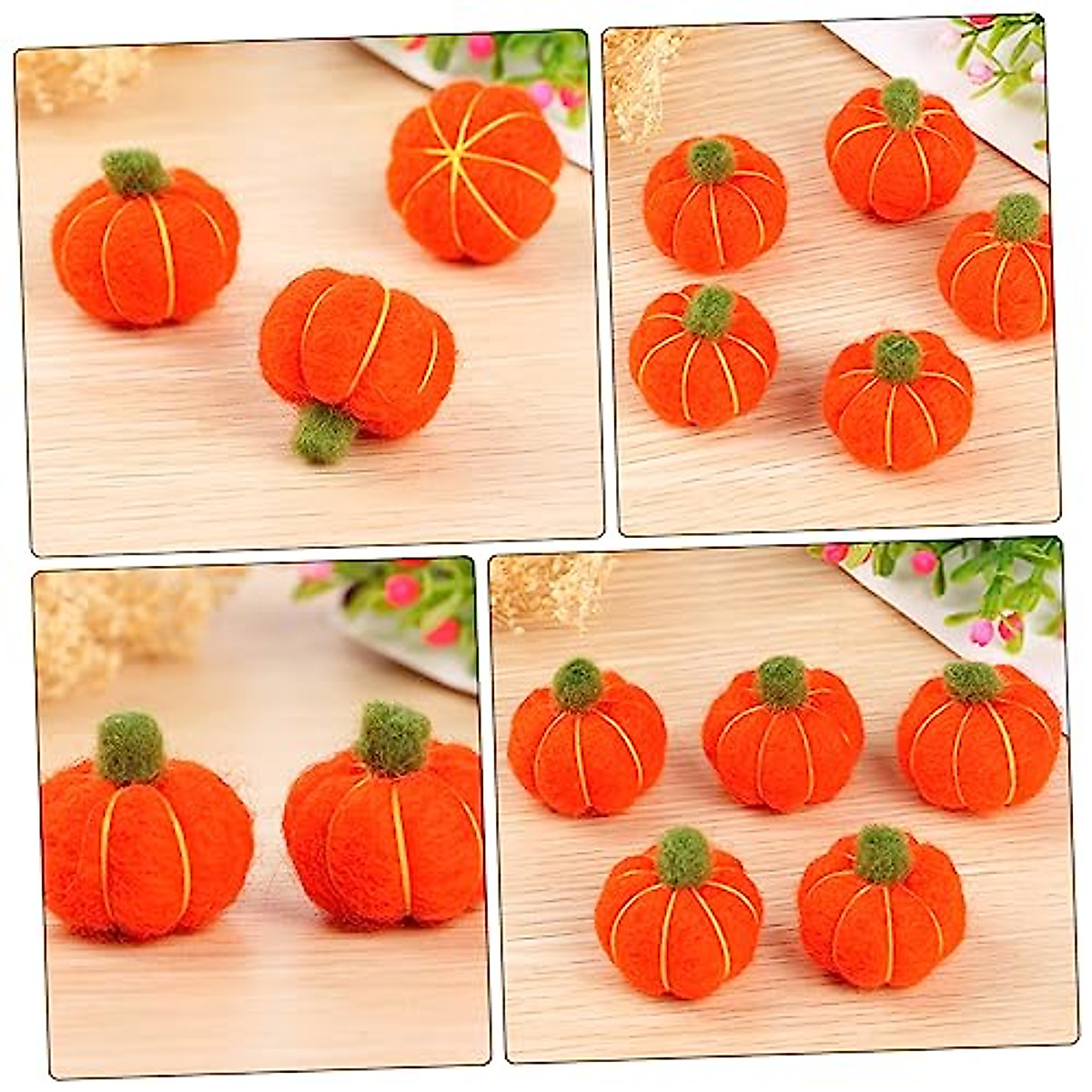 COHEALI 6 Pcs Pumpkin Wool Felt Christmas Decor Mini Wreath Artificial Flower Garland Nativity Craft Needle Felt Pumpkin Handmade Wool Felt Kit Orange Self Made Ornament Balloons Garland