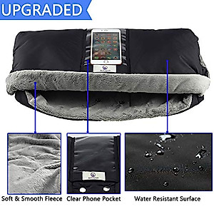 Fleece Stroller Hand Muff, BETITETO Winter Anti-Freeze Gloves for Baby Stroller Jogger Pram Water Resistant Warmer Gift for Parents and Caregivers (Black)