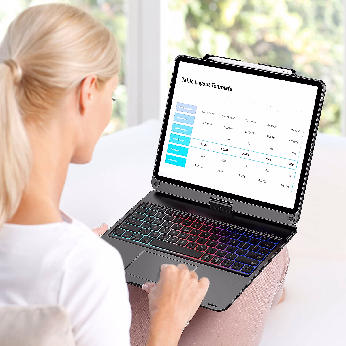 Touchpad Keyboard Case for iPad Pro 12.9 2022 6th Gen/2021 5th Gen/2020 4th Gen/2018 3rd Gen - Backlit Trackpad Keyboard Folio Smart 360° Rotatable Stand Cover,Support Apple Pencil Charging(Black)