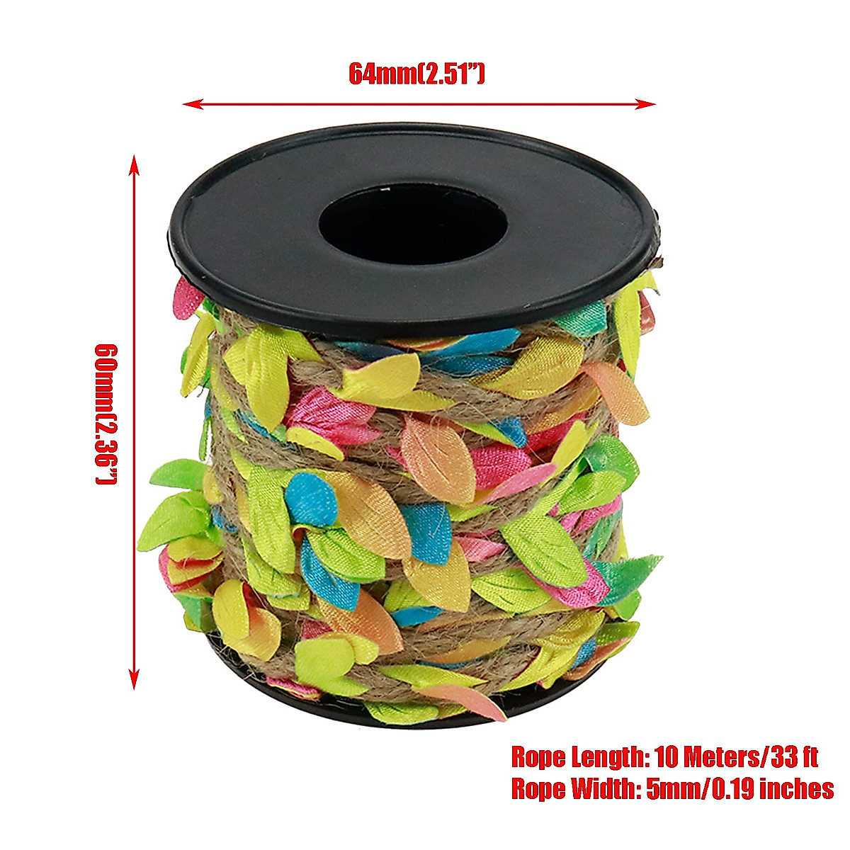 Quluxe 33Ft Natural Jute Twine, 5MM Burlap Leaf Ribbon with Artificial Vine Green Leaves for Garland DIY Crafts Wedding Home Garden- Multicolored