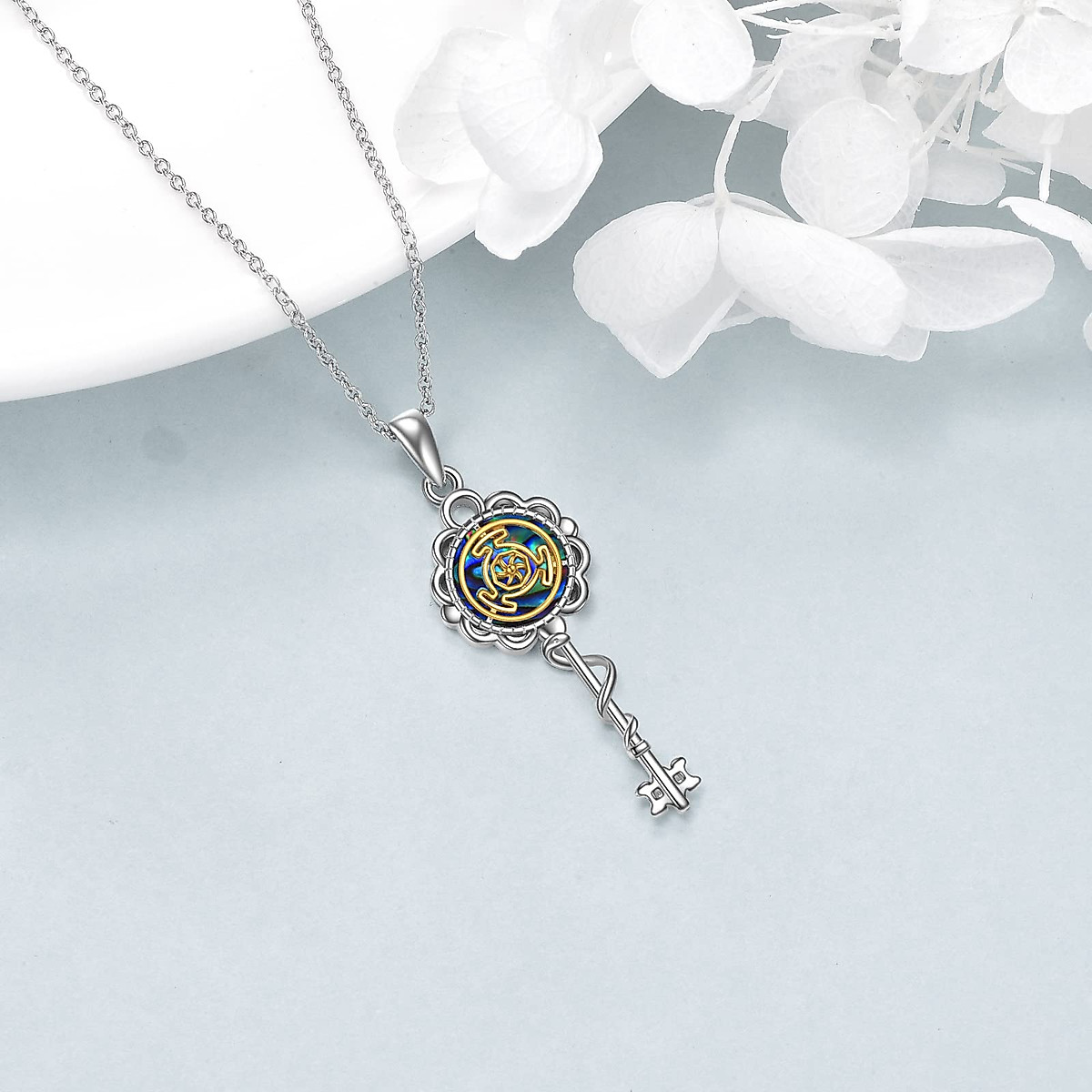 YFN Hecate Necklace for Women 925 Sterling Silver Wheel of Hecate Pendant Neckalce Wiccan Pagan Goddess Symbol Necklace Pagan Jewelry Gifts for Women