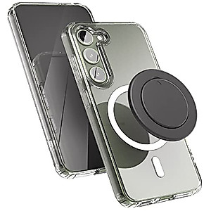 Encased Magnetic Case and Grip - Designed for Samsung Galaxy S23 - Protective Clear Case with Removeable Phone Holder Kickstand (2023 - S23 6.1 inch) Compatible with MagSafe