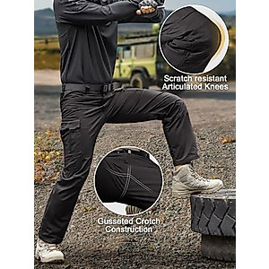 FREE SOLDIER Men's Water Resistant Pants Relaxed Fit Tactical Combat Army Cargo Work Pants with Multi Pocket (Black 34W x 30L)