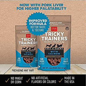 Cloud Star Tricky Trainers Soft & Chewy Dog Training Treats 5 oz Pouch, Salmon Flavor, Low Calorie Behavior Aid with 130 treats