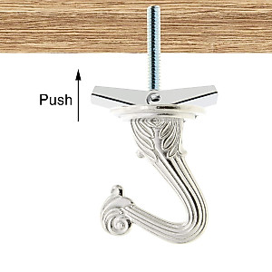 Saim Swag Ceiling Hooks and Hardware,Ceiling Toggle Hook for Hanging Plants Ceiling Installation Cavity Wall Fixing - Silver(Set of 2)