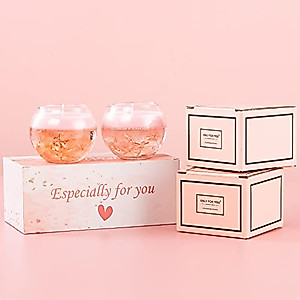 Trooweal Floral Scented Candle with Dried Flowers, Candles Gifts for Women Birthday Gifts Mother's Day Gifts Anniversary, Pink Decorative Aesthetic Candles for Home Decor, Pack of 2