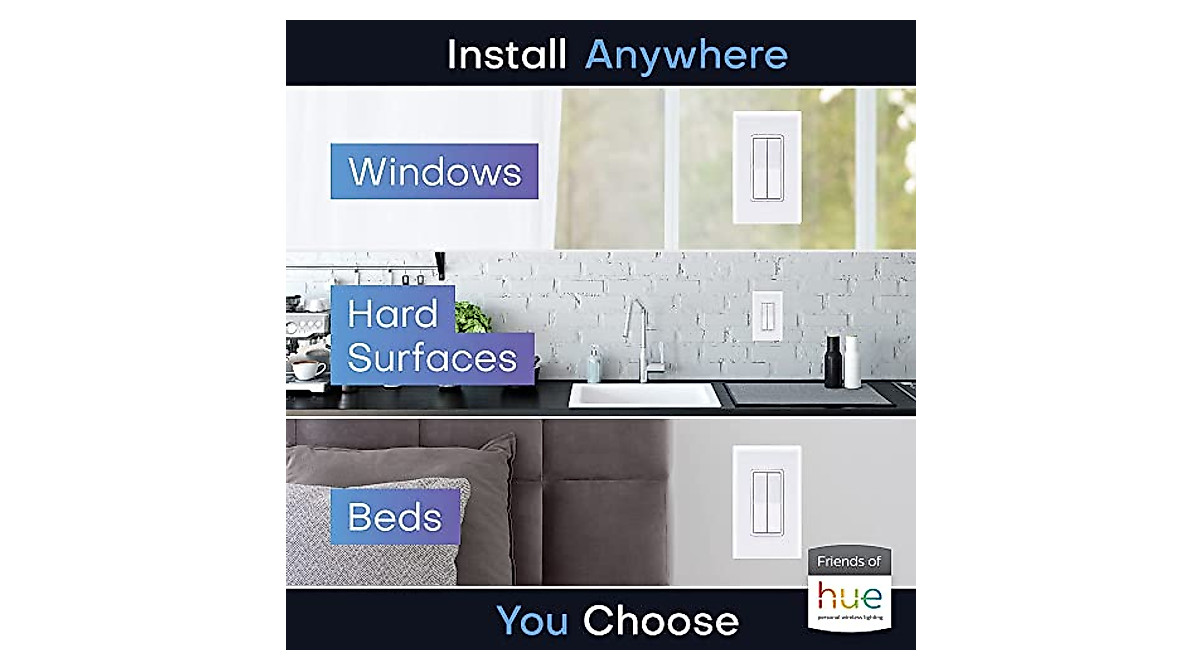 RunLessWire Click Wireless Switch for Philips Hue - Battery-Free Control