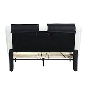 Upholstered LED Bed Frame, King Size Smart LED Platform Bed Frame with Curve Design and Headboard, Wooden Slats Support, No Box Spring Needed, White