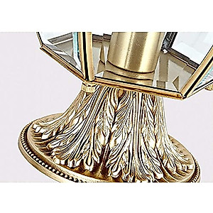 zeyujie Park Roadside Lawn Lamp American Mini Light Luxury Outdoor Column Lamp Full Bronze Waterproof Column Head Lamp Home Courtyard Fence Lamp Post Garden Decoration E27 Column Lamp