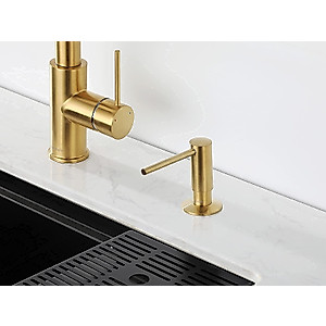 AguaStella AS59BG Brushed Gold Pull Down Bar Faucet and ASF026BG Brushed Gold Built in Soap Dispenser Combination