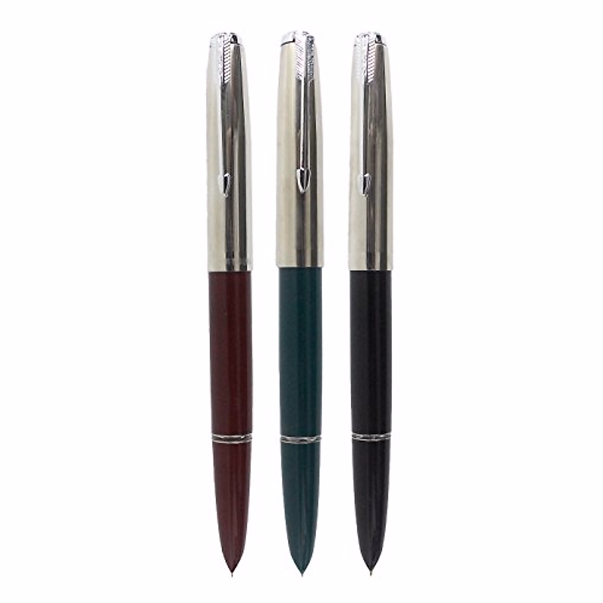 SIPLIV 3PCS Classic Fountain Pen Hero 616, in 3 Colors, Silver Trim