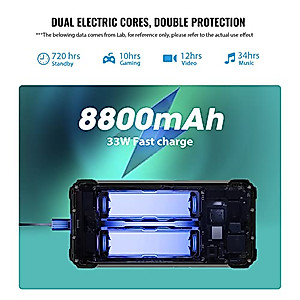 Rugged Smartphone, Blackview BV8800, 8GB+128GB, 8380mAh Battery with 33W Fast Charge, 4G Dual Sim Unlocked Cell Phones, 50MP+16MP+8MP+2MP+20MP IR Rear Camera, 6.58“FHD Display, IP68 & IP69K Waterproof