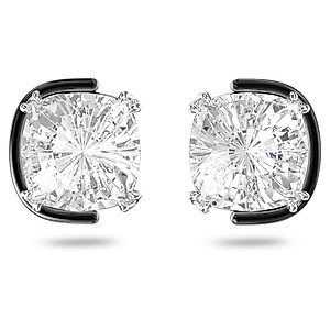 SWAROVSKI Harmonia Stud Pierced Earrings, Clear Cushion-Cut Crystals with a Mixed-Metal Setting, Part of The Harmonia Collection