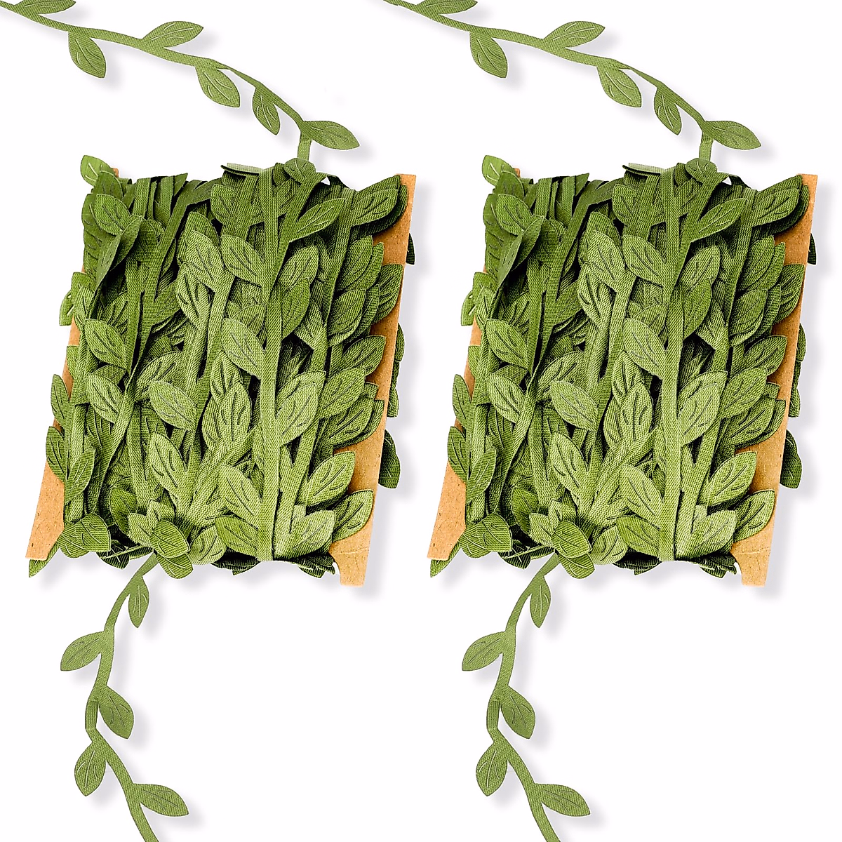 2 PCS 66ft Artificial Vines Artificial Eucalyptus Leaf Garland Fake Hanging Plants Leaves Ribbon Green Leaves Ribbon Decorative for Baby Shower Home Wedding Party Balloon Garland DIY Craft