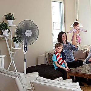 COSTWAY Pedestal Fan, 18-Inch Adjustable Height Standing Fan, 3-Speed Digital Control, Oscillating Fan with Timer for Home, Office