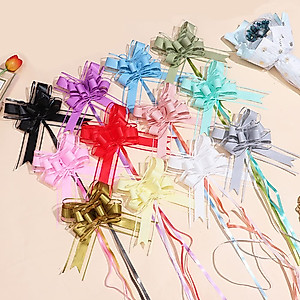 10PCS Large Pull Bows,Bows for Gift Wrapping,Organza Gift Wrapping Ribbon Pull Bows Gift Bows for Wedding Gift Baskets,Christmas Party Birthday Gift Bow Decoration (Black)