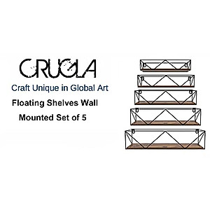 CRUGLA Bathroom Shelves Wall Mounted Set of 5, Hanging Storage Floating Shelf for Bathroom, Kitchen, Bedroom, Living Room Home Decor
