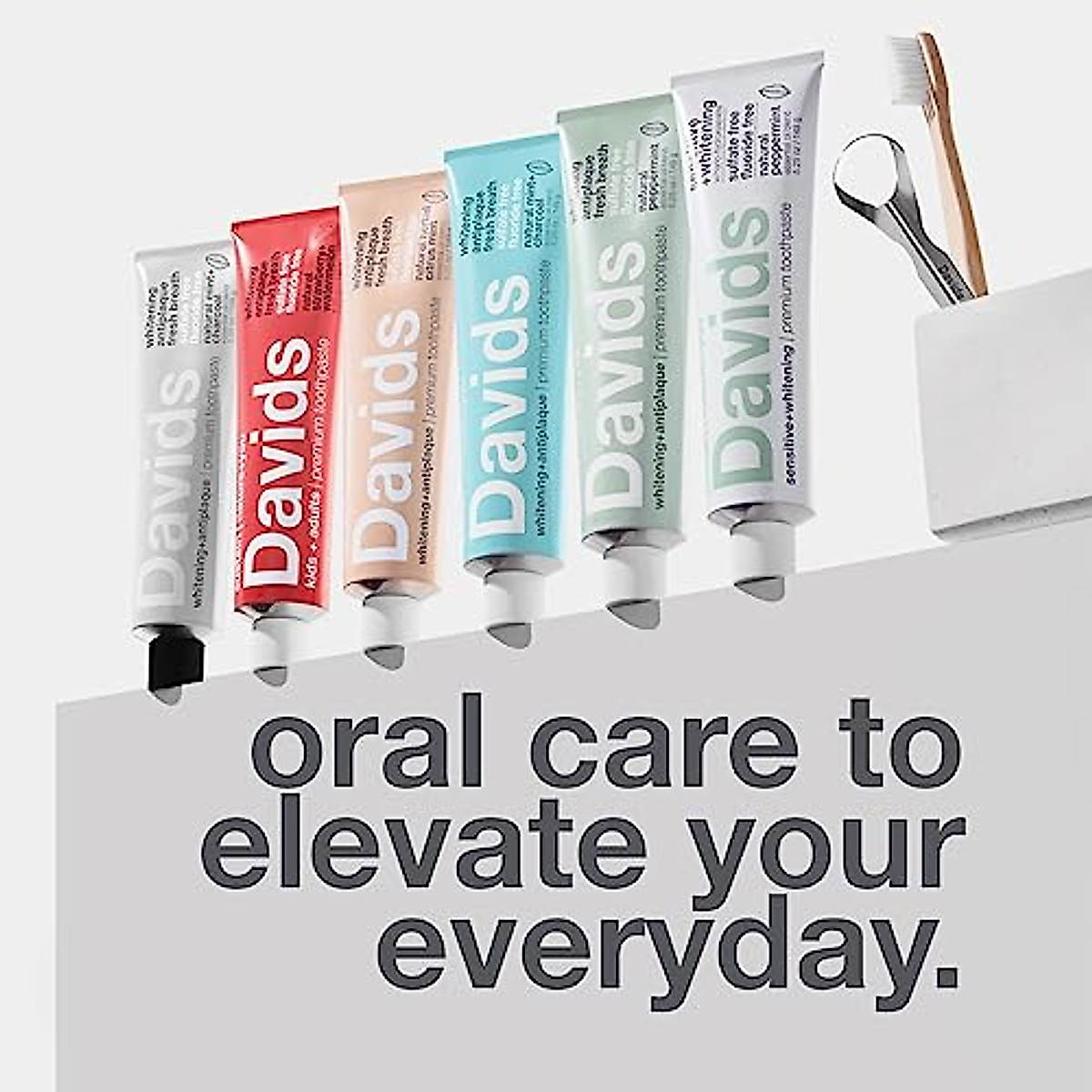 Davids Natural Toothpaste for Teeth Whitening, Peppermint, Antiplaque, Flouride Free, SLS Free, EWG Verified, Toothpaste Squeezer Included, Recycable Metal Tube, 5.25oz