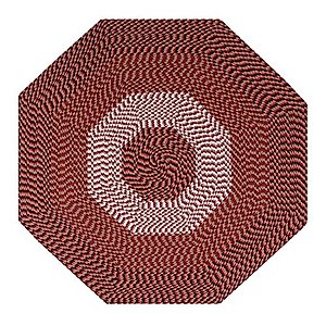 Better Trends Alpine Braid Collection is Durable & Stain Resistant Reversible Indoor Area Utility Rug 100% Polypropylene in Vibrant Colors, 72" Octagonal, Burgundy Stripe