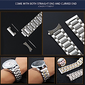 BINLUN Stainless Steel Watch Bands 12mm-24mm Universal Metal Replacement Watch Straps SmartWatch Bracelets Links Straight & Curved Ends Men Women 6 Colors(Silver,12mm)
