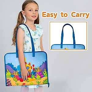 Boczif Art Portfolio Tote Bag, Art Portfolio Case 18’’ x 14’ for Kids and Students Organization, Art Storage Carrying Case for Paint Pen Artwork Sketch Drawing Paper Drawing Pads Supplies