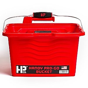 HANDy Paint Products Pro-Go Bucket Paint and Tool Bucket with Brush Holder That Attaches to Most Ladders, 1 Gallon, Red