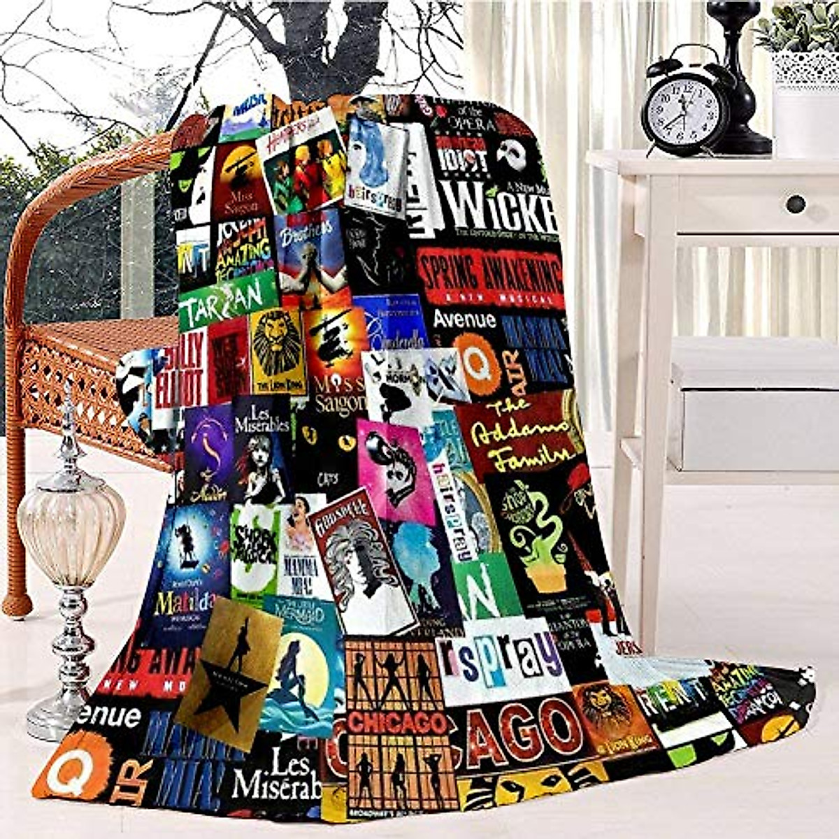 Musicals Collage II Fleece Blanket Soft Plush Throw TV Blanket Bedding Flannel Throw Shawls and Wraps Lightweight for Bed Couch Chair Travel, 59"x78.7"
