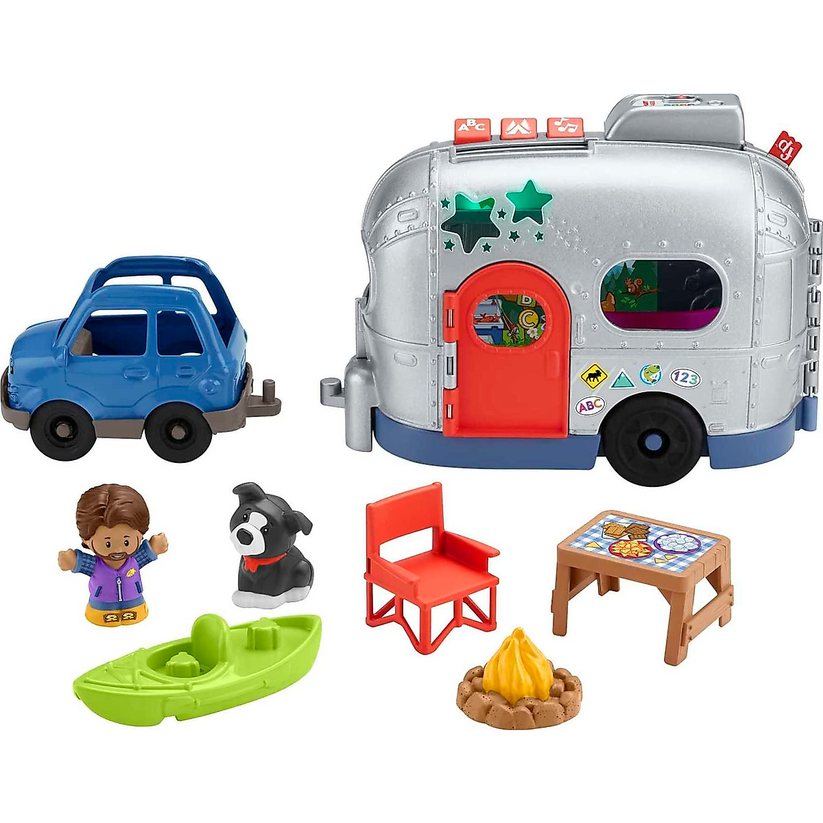 Fisher-Price Little People Toddler Toy Light-Up Learning Camper Playset with Smart Stages for Pretend Play Kids Ages 1+ Years​