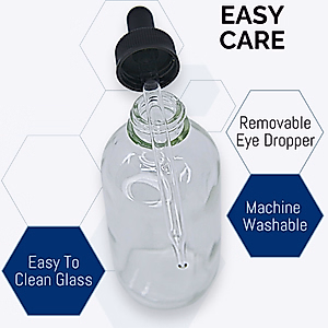 Eisco - Dropping Bottle 100ml (3.3oz) - Glass Dropper Bottle with Screw Cap & Rubber Bulb - Transparent Soda Glass Bottle, Small Glass Bottles with Dropper for Lab Work, Eye Dropper, Oil Drop Bottle