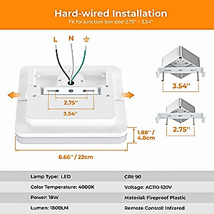 BLNAN Motion Sensor LED Ceiling Light, 18W 8.7 Inch Motion Activated Flush Mount Lighting Fixture, Waterproof Hard Wired Lamp for Closet Laundry Hallway Stair Porch, 4000K White Non-Dimmable