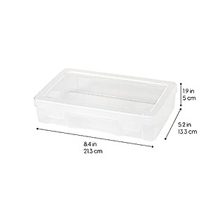 IRIS USA Medium Plastic Hobby Art Craft Supply Organizer Storage Box with Snap-Tight Closure Latch, 10 Pack, Art Satchel Storage Case for Ribbons, Beads, Sticker, Yarn, and Ornaments, Stackable, Clear