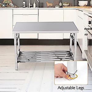 Stainless Steel Folding Table for Prep & Work 48x30 Inches, NSF Commercial Foldable Kitchen Heavy Duty Table with Undershelf for Restaurant, Home and Hotel