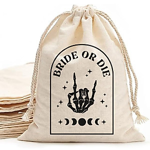 MS Bride Or Die printed Party Favor bags - Cotton Drawstring closure - Bachelorette hangover kit bags - Hangover Recover Kit Wedding Party Gift Bags - 5 * 7 Inch bags Set of 5 D2