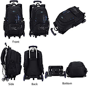 Armbq Boys Rolling Backpack with Wheels Teens Trolley Bookbag Kids Wheeled Backpack Middle and Elementary Travel Luggage School Bags