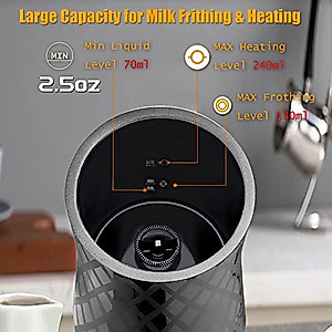 Electric Milk Frother Latte Steamer - 4 in 1 Milk Steam Automatic Milk Heater Foamer Frothing Machine Hot Cold Coffee Froth Maker for Espresso Cappuccino Almond Nutmilk Hot Chocolate