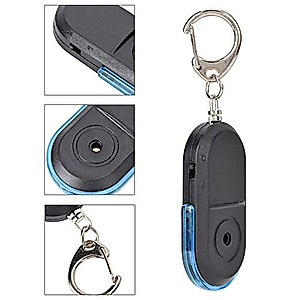 Whistle Key Finder, Anti-Lost Alarm Key Finder Locator Whistle Sound Control with Battery(Blue)