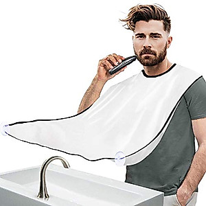 GIIOASA Beard catcher, beard bib apron for men, Non-Stick Beard Cape for Trimming, Beard Apron, Cape for Men Shaving, Gifts for Men (A37-White)