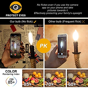 CRLight 8W High Brightness LED Candelabra Bulb 2700K Warm White, 80W Equivalent 800LM, E12 Dimmable LED Candle Bulbs, Upgraded Lengthened B11 Clear Torpedo Chandelier Light Bulbs, 8 Pack