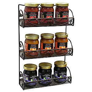 DecoBros 3 Tier Wall Mounted Spice Rack, Bronze